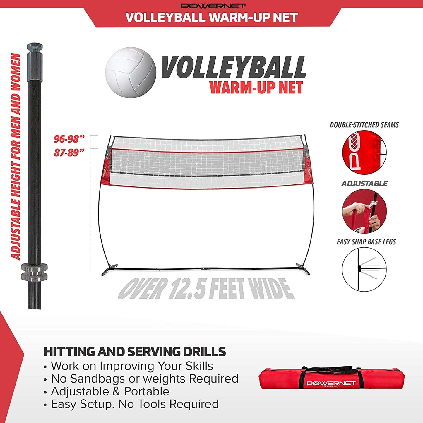 PowerNet Freestanding Volleyball Warm Up Net